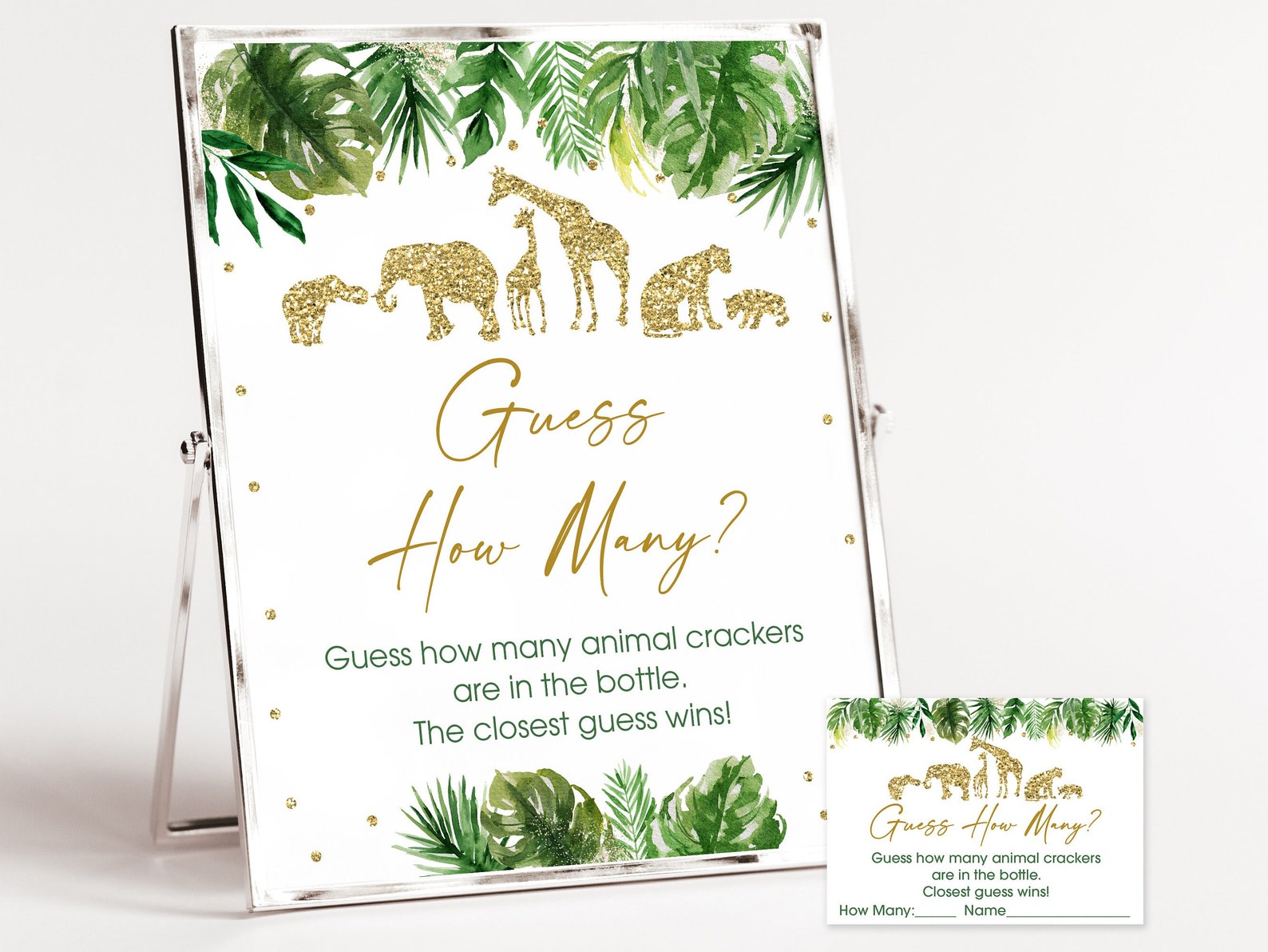 Gold Safari Guess How Many Game Safari Baby Shower Jungle - Etsy