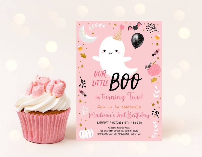 Editable Little Boo Birthday Invitation BOO Turning Two - Etsy Canada