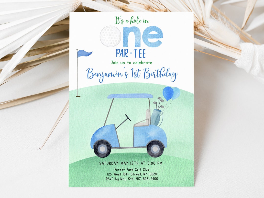 Editable Hole in One Birthday Invitation Golf First Birthday Par-tee ...