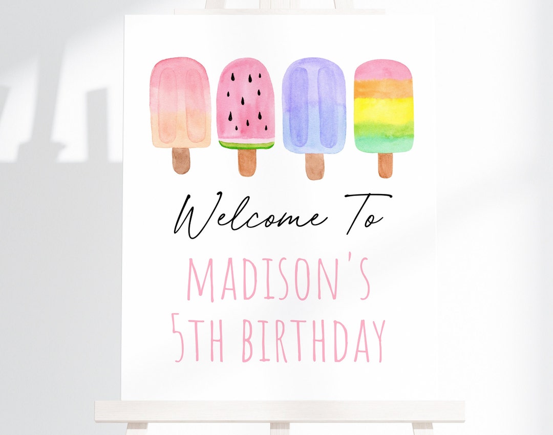 Editable Popsicle Birthday Welcome Sign Popsicle Party Pop on - Etsy
