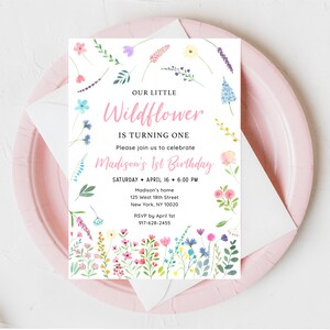 Editable Wildflower Birthday Invitation First Birthday Garden | Etsy