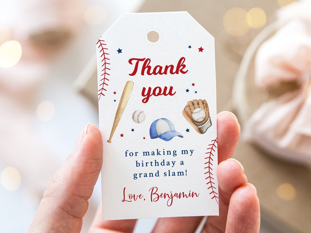 Editable Baseball Birthday Thank You Tags Favor Tags Rookie of the Year ...