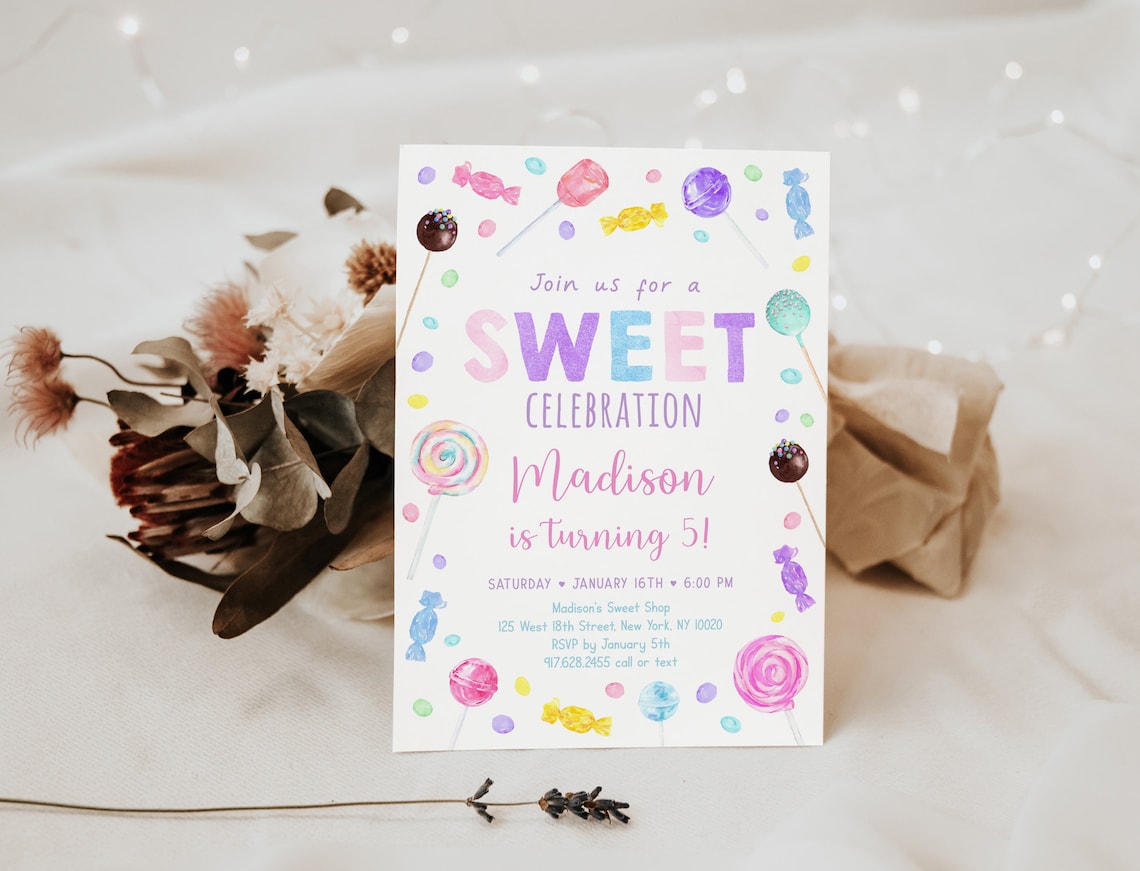 Editable Sweet Shop Birthday Invitation Sweets Birthday Invite - Etsy