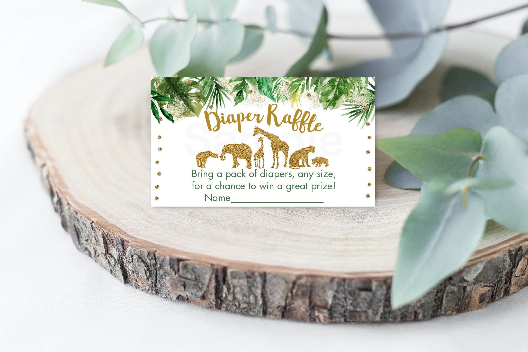 Gold Safari Diaper Raffle Tickets Safari Baby Shower Jungle | Etsy