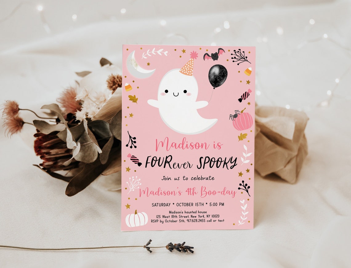 Editable Fourever Spooky Ghost Birthday Invitation Halloween - Etsy