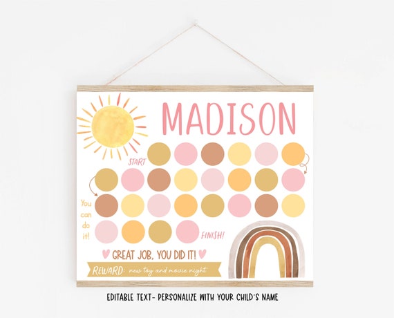 Editable Sunshine Rainbow Reward Chart, Boho Sunshine Sticker Chart ...