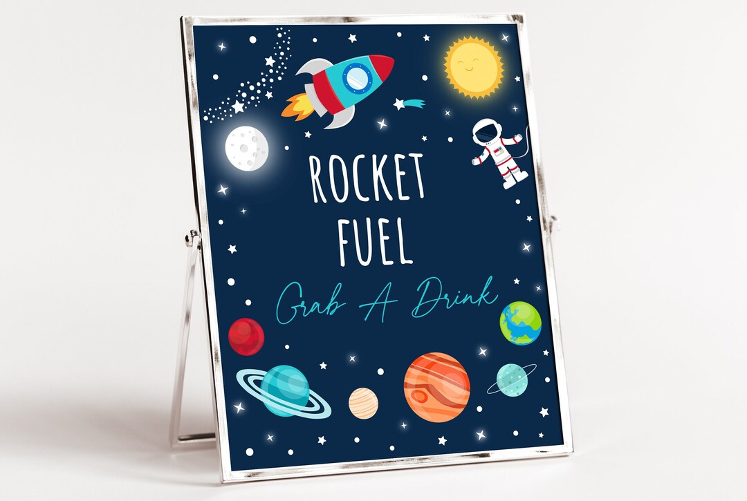 Space Rocket Fuel Birthday Drinks Sign Astronaut Planet Outer - Etsy