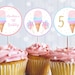 Editable Ice Cream Birthday Cupcake Topper Girl Ice Cream Party Rainbow ...