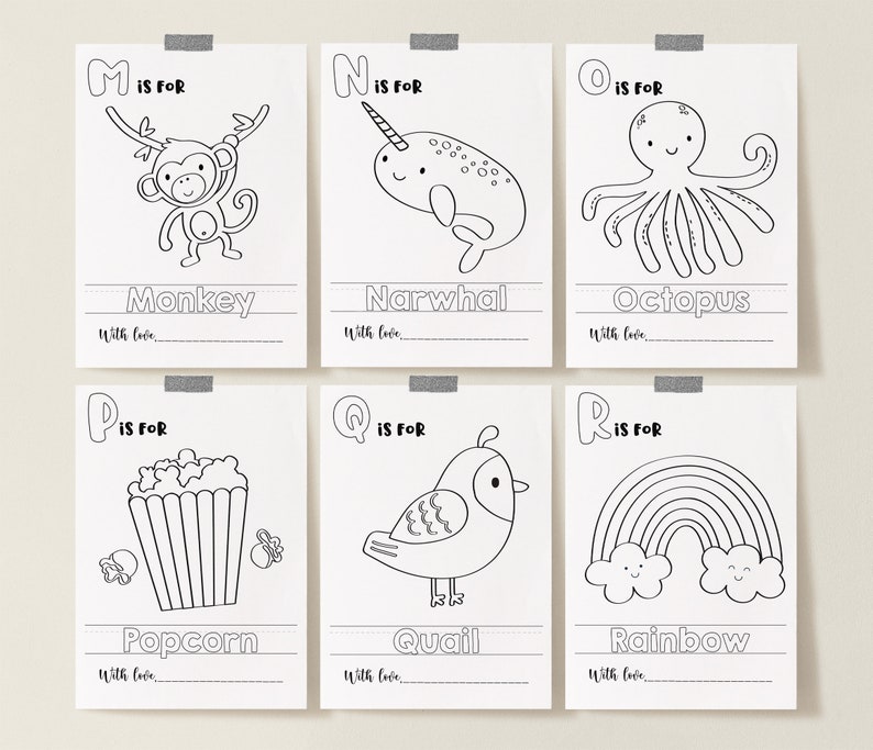 ABC Book Baby Shower Game Woodland Greenery Alphabet Coloring - Etsy UK