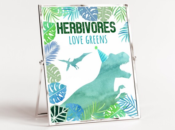 Herbivores Dinosaur Birthday Sign T-Rex Birthday Dinosaur Party ...