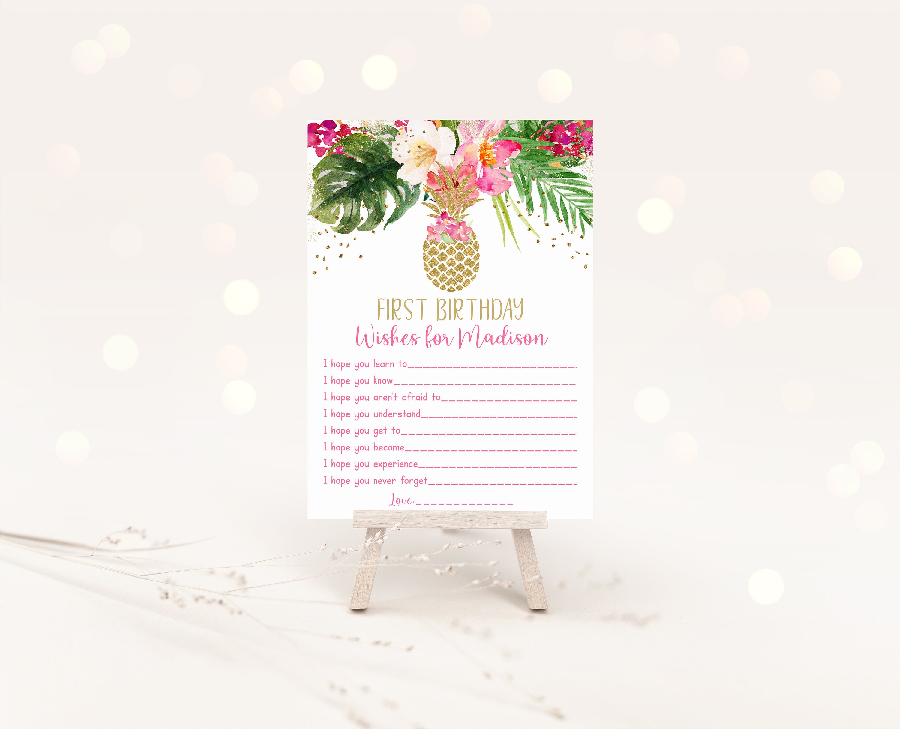 Editable Pineapple First Birthday Wishes Sweet as A Pineapple | Etsy