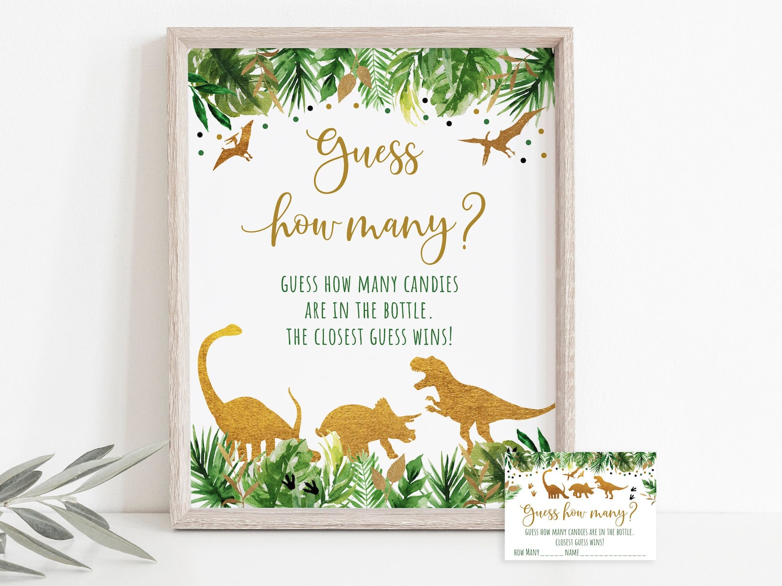 Dinosaur Guess How Many Game, Dinosaur Baby Shower, Gold Dinosaur ...