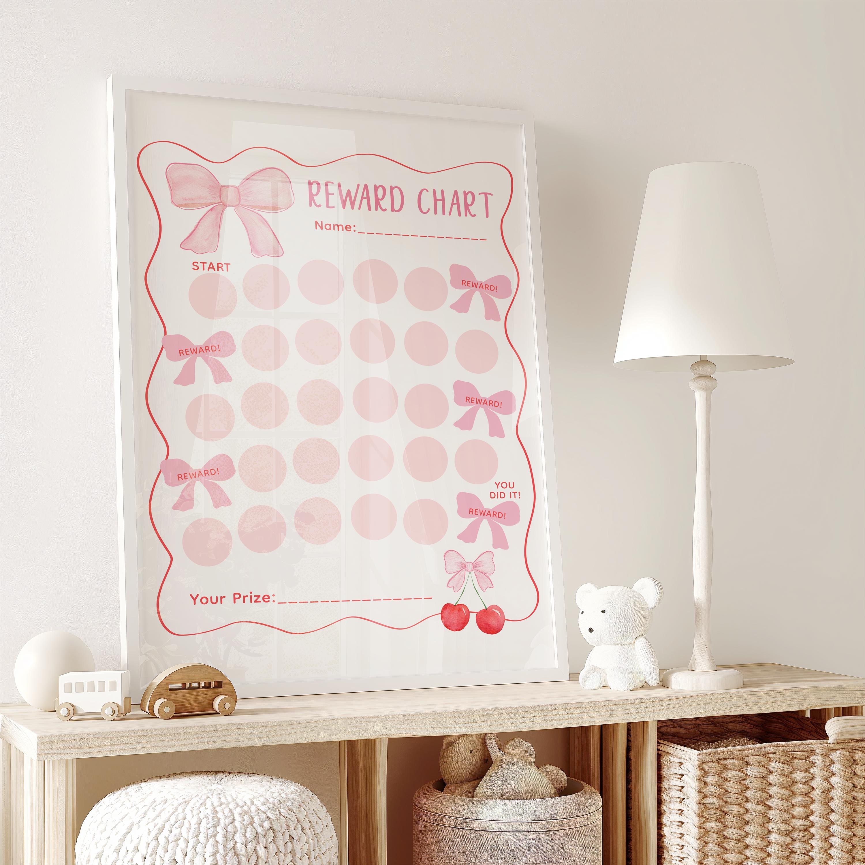 Pink Bow Reward Chart, Toddler Reward Chart, Reward Chart Printable ...