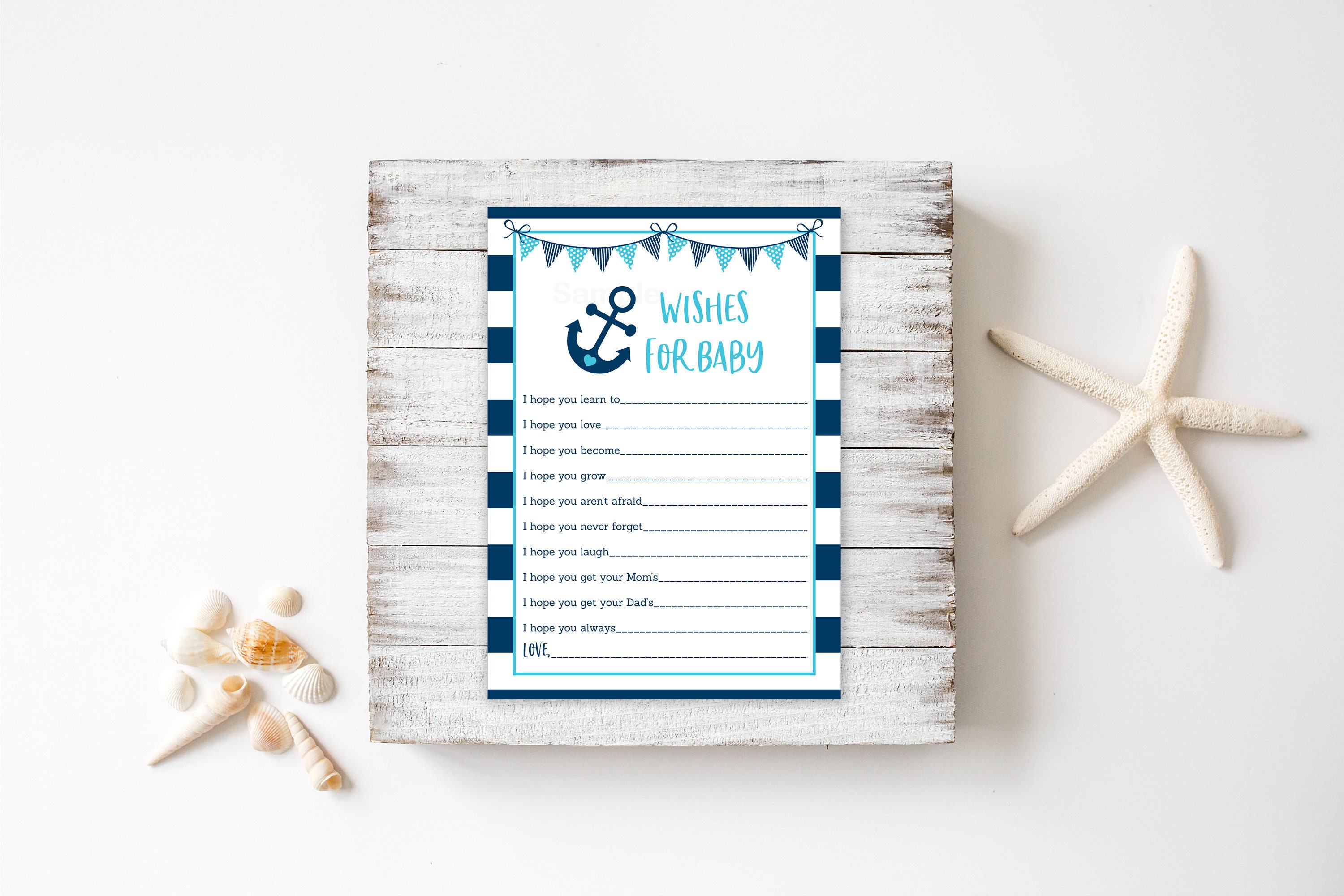 Nautical Wishes for Baby Cards Nautical Baby Shower Anchor | Etsy