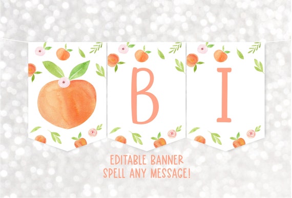 Editable Peach Birthday Banner Sweet as A Peach First Birthday | Etsy