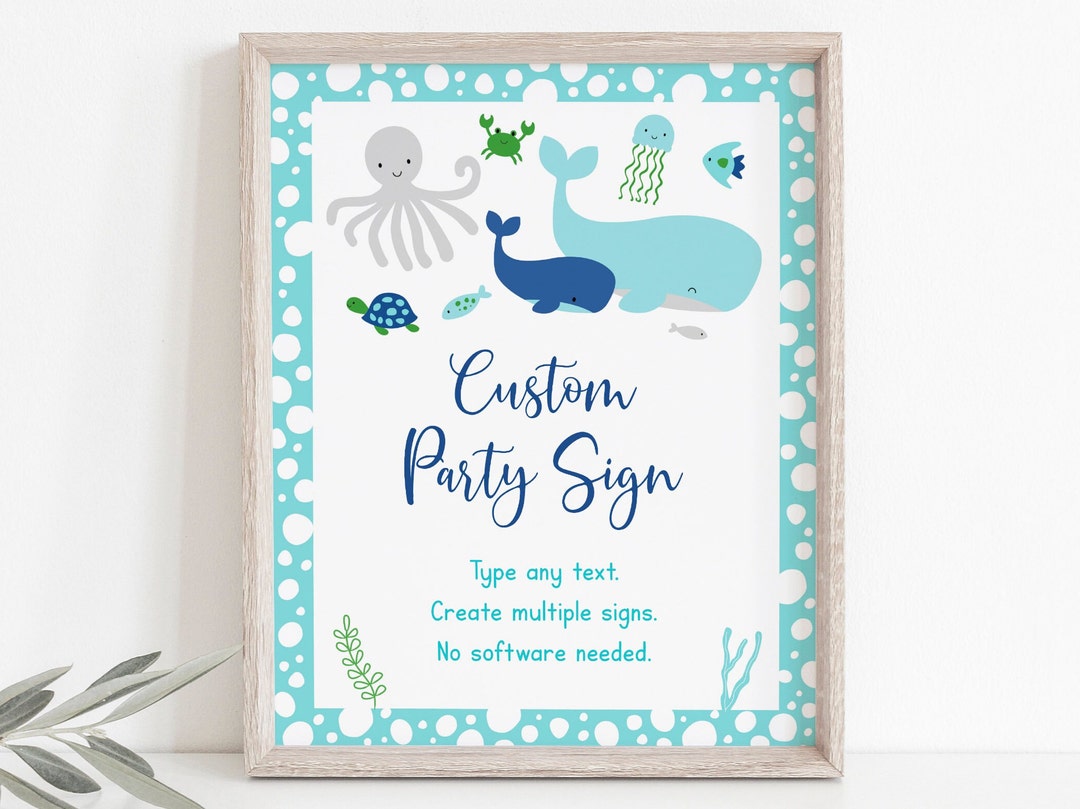 Editable Under the Sea Sign Blue Under the Sea Baby Shower - Etsy