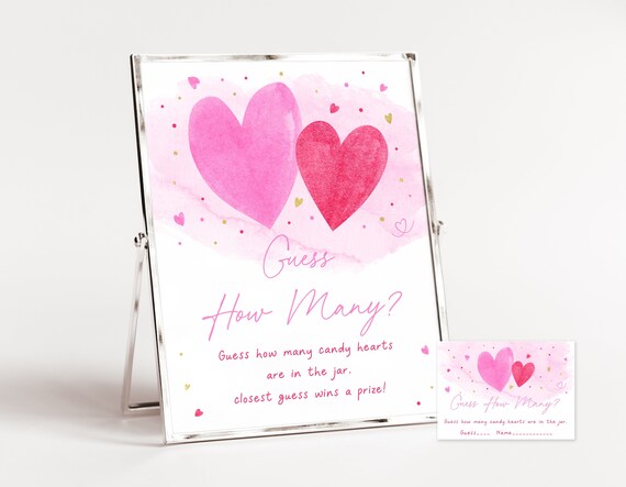 Guess How Many Candy Hearts Game Guess Valentine's Guess How Many Game ...