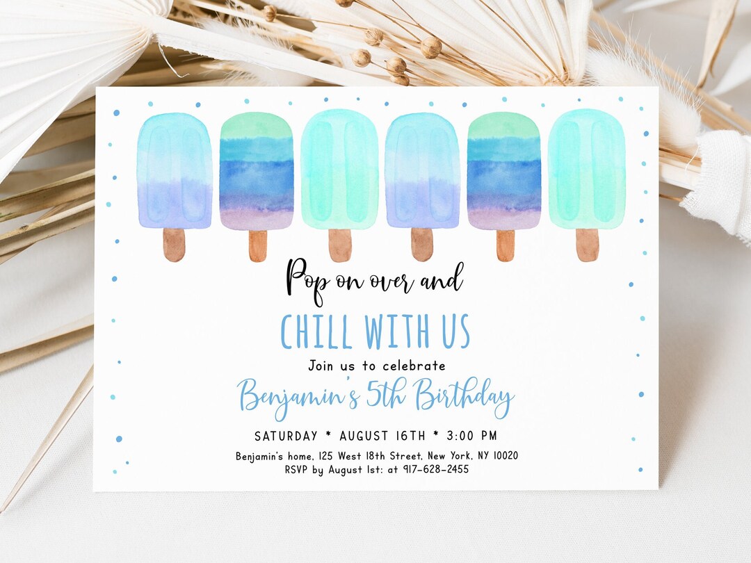 Editable Popsicle Birthday Invitation Popsicle Birthday Invite Pop on ...