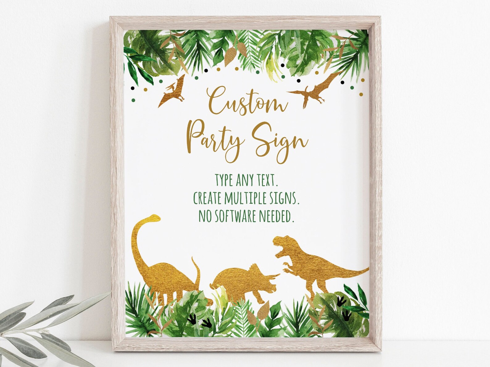 Editable Dinosaur Birthday Sign, Dinosaur Safari, Gold Dinosaur Party ...
