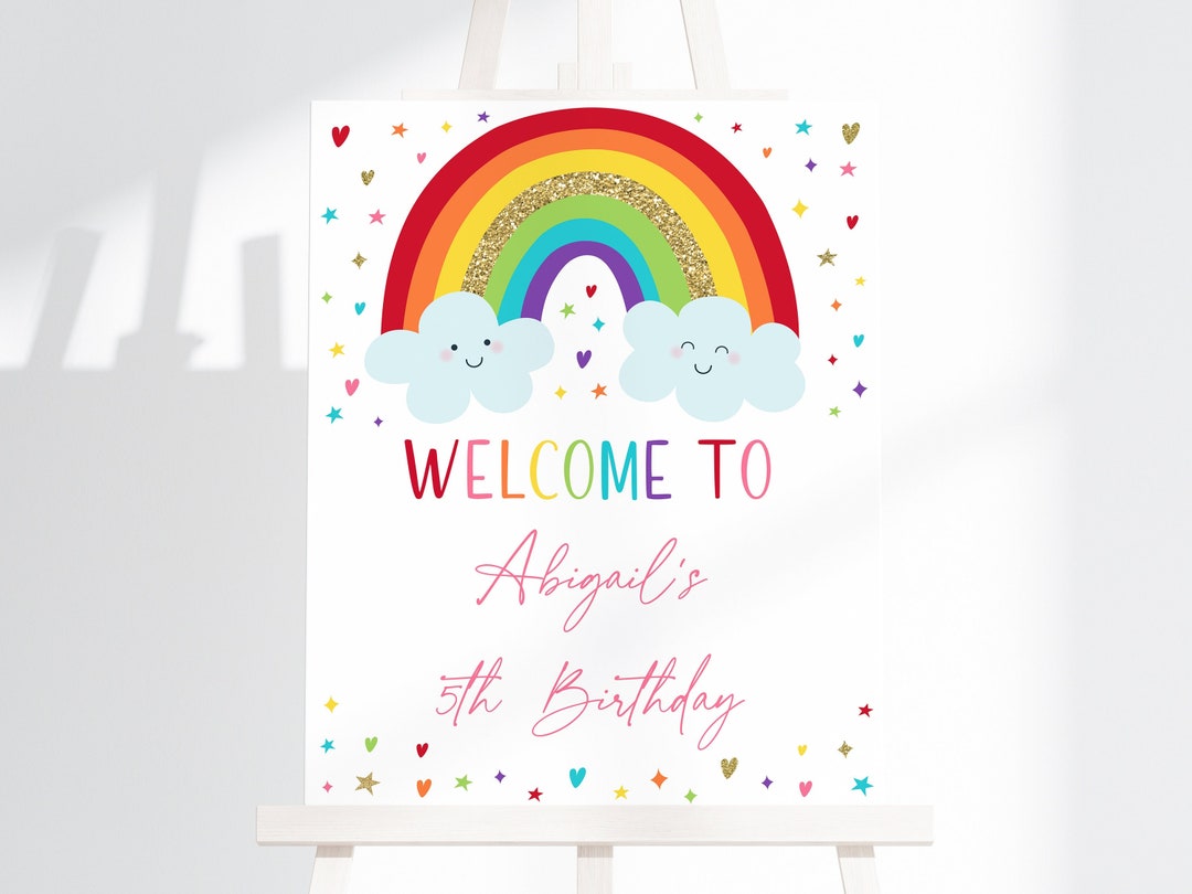 Editable Rainbow Welcome Sign Rainbow Birthday Girls Rainbow - Etsy