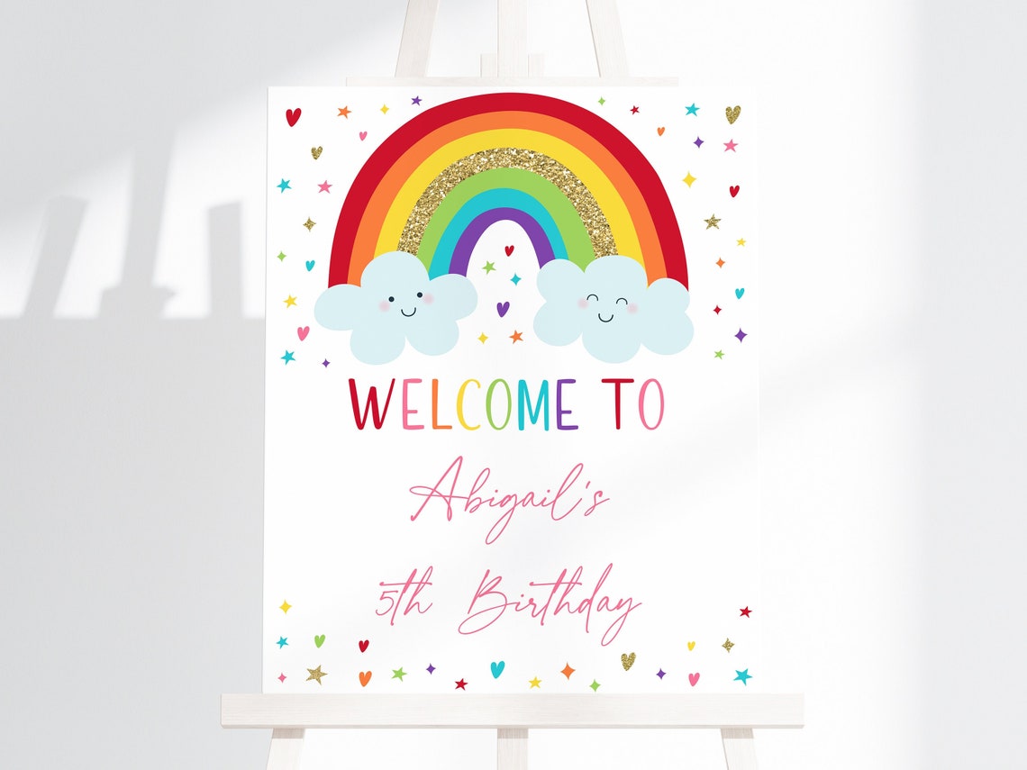 Editable Rainbow Welcome Sign Rainbow Birthday Girls Rainbow - Etsy