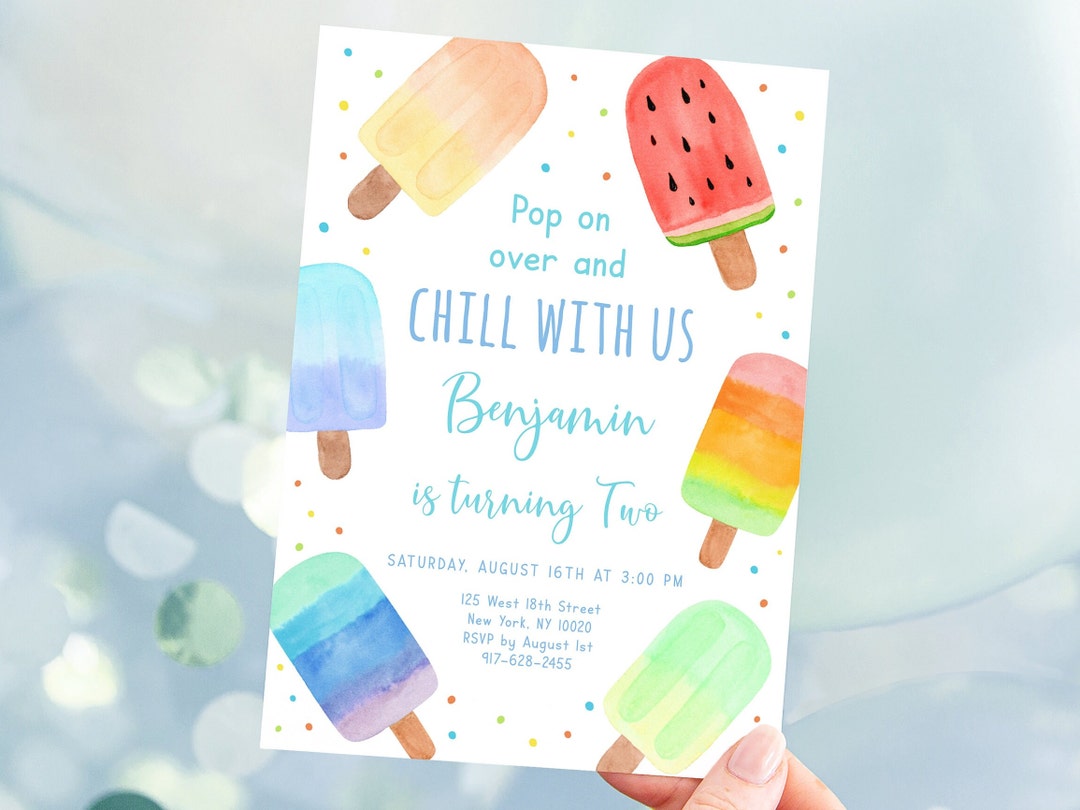 Editable Popsicle Birthday Invitation Popsicle Birthday Invite Pop on ...