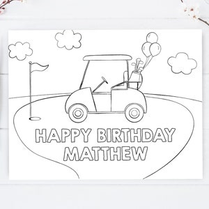 Editable Golf Birthday Coloring Page Hole in One Golf First Birthday ...