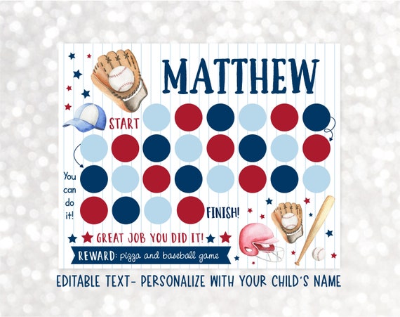 Editable Baseball Reward Chart, Baseball Sticker Chart, Boy Sports ...