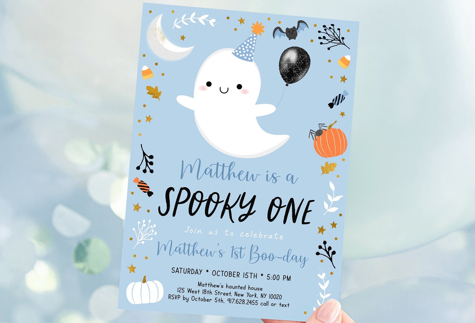 Editable Spooky One Ghost Birthday Invitation Halloween Ghost - Etsy