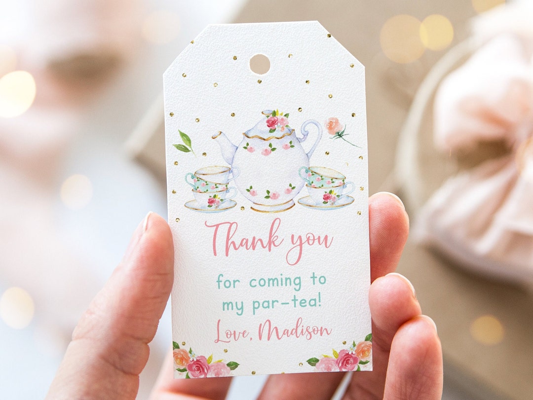 Editable Tea Party Birthday Favor Tags Thank You Tag Par-tea Girl Tea ...