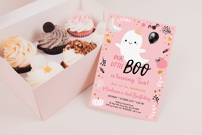 Editable Little Boo Birthday Invitation BOO Turning Two - Etsy