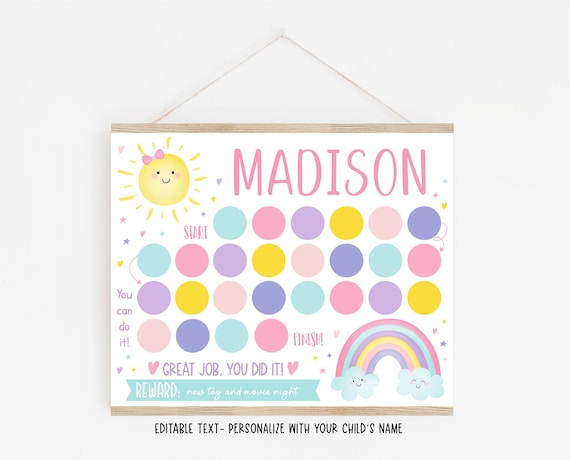Editable Sunshine Rainbow Reward Chart Sunshine Sticker - Etsy