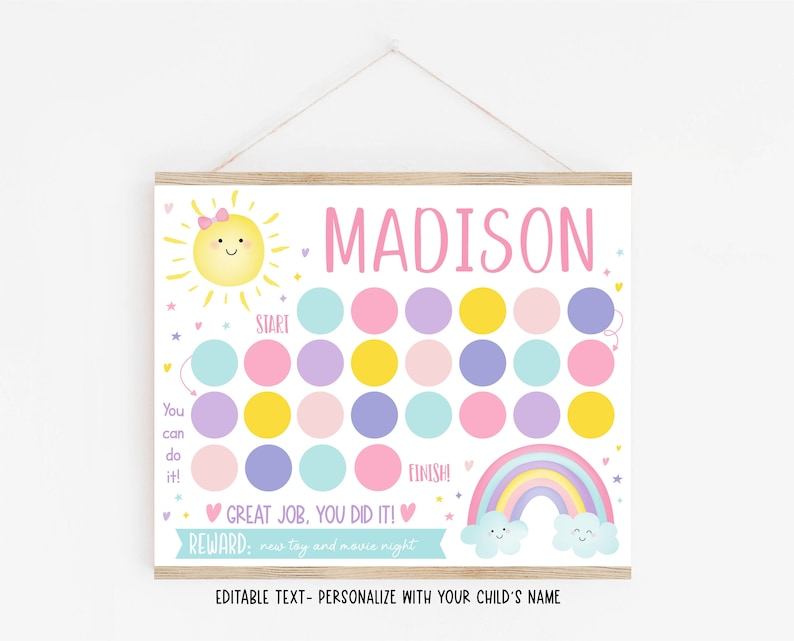 Editable Sunshine Rainbow Reward Chart Sunshine Sticker - Etsy