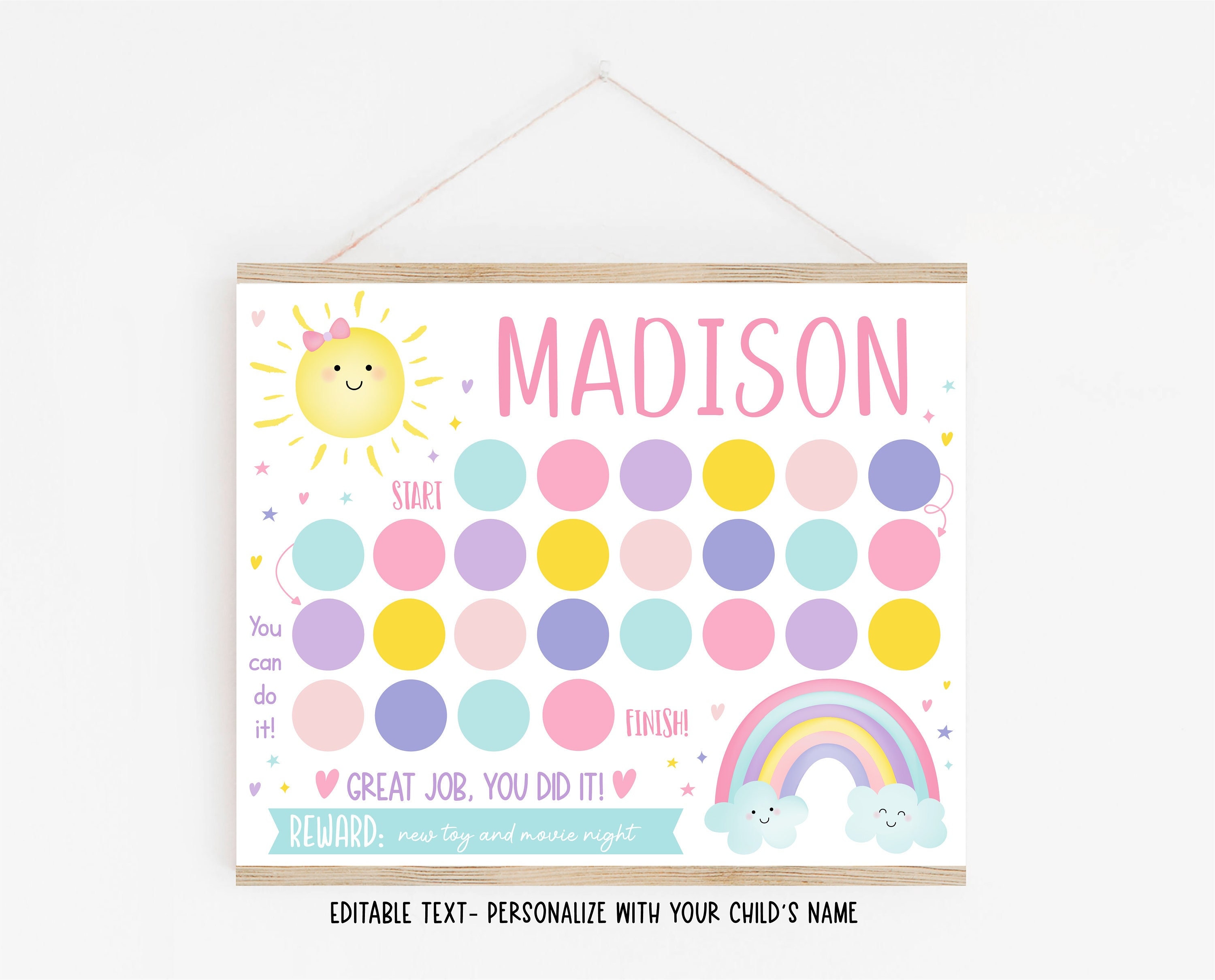 Editable Sunshine Rainbow Reward Chart Sunshine Sticker - Etsy Canada