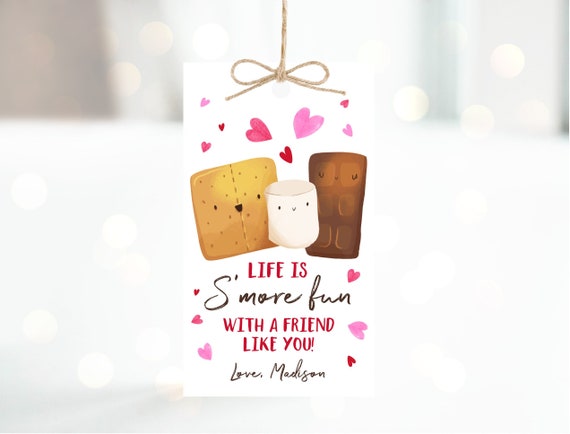Editable Valentine's Day S'mores Tag S'mores Valentine's Day Favor Tags ...