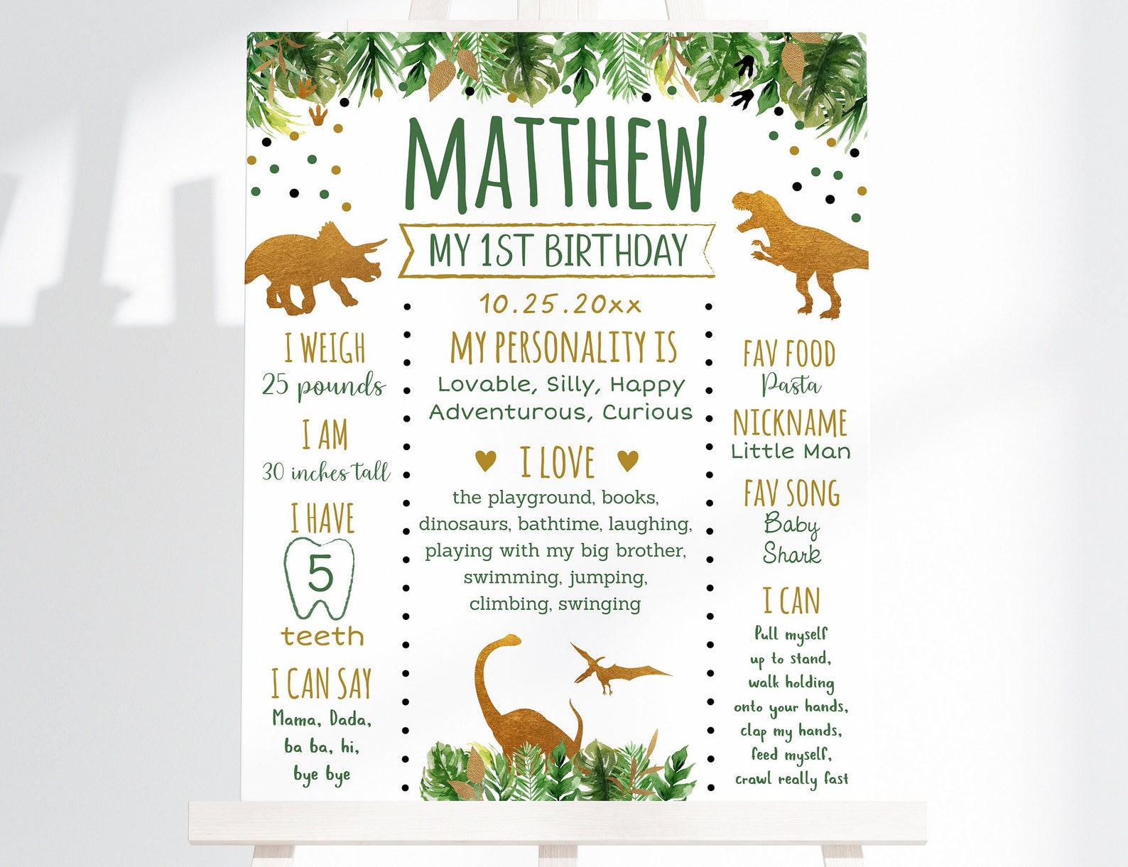 Editable Dinosaur 1st Birthday Milestone Poster, Dinosaur Milestone ...