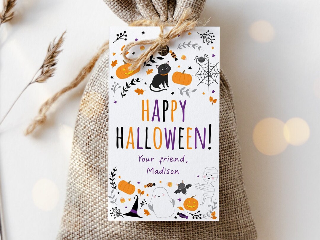 Editable Happy Halloween Favor Tags Ghost Halloween Treat Tags Trick or ...