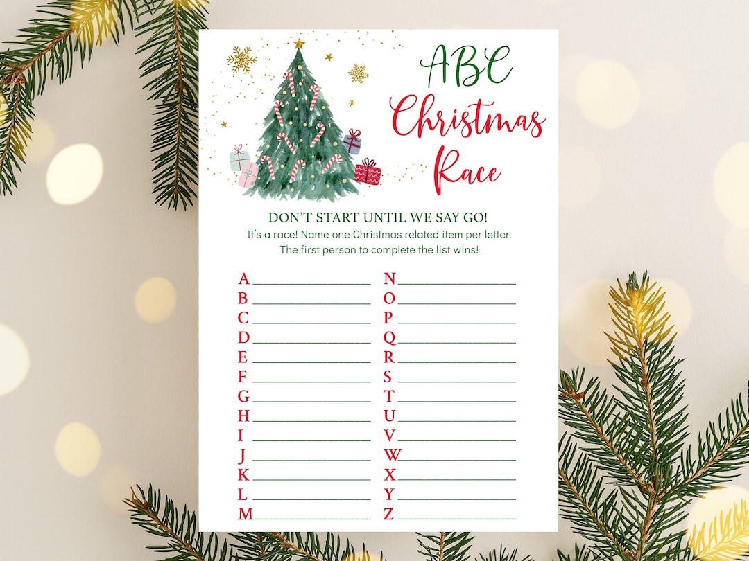 Editable ABC Christmas Race Game, Family Christmas Game, Office ...