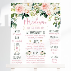 Editable Blush Floral Milestone Birthday Poster Wild One Miss Onederful ...