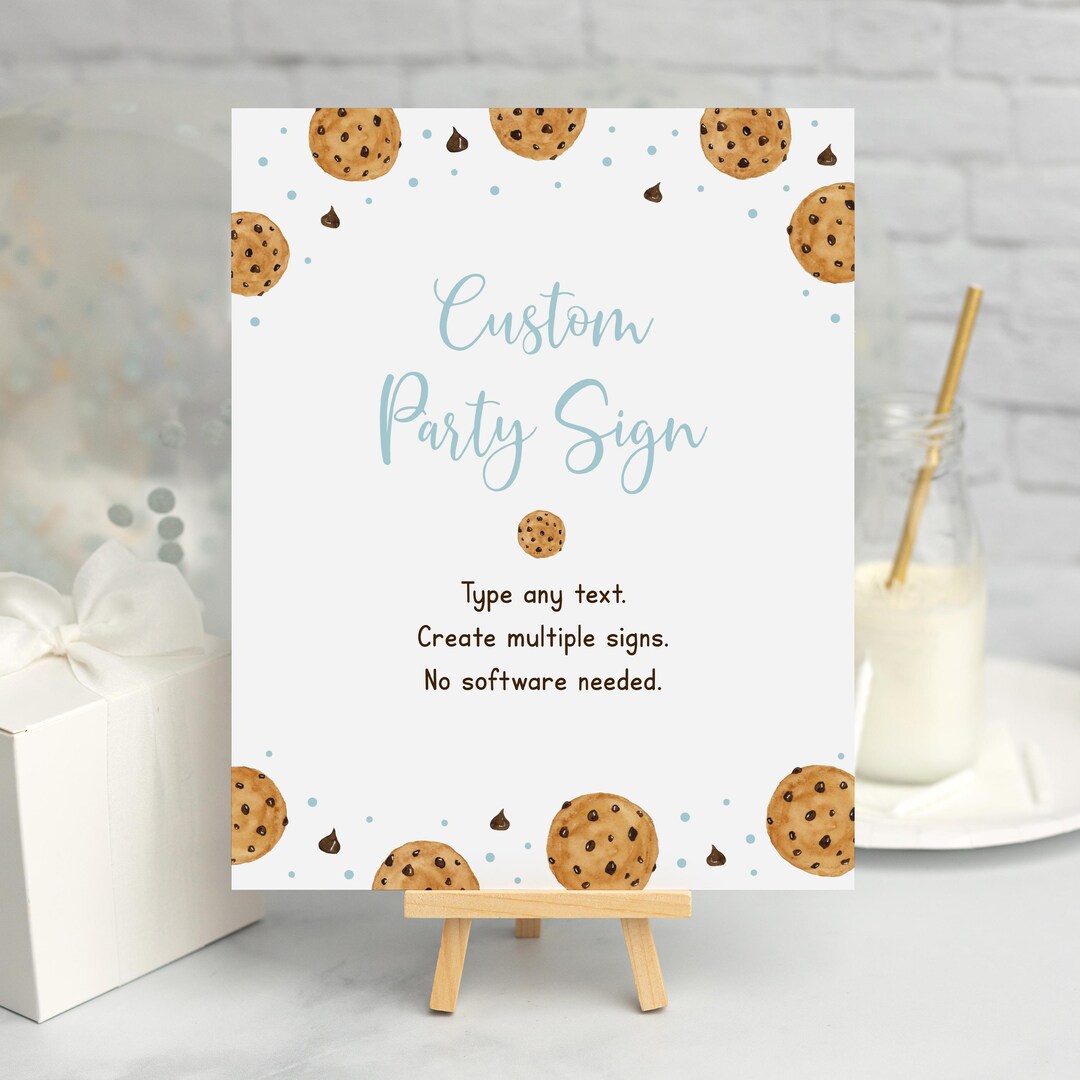 Editable Cookie Birthday Party Sign, One Sweet Cookie Birthday, Sweet ...
