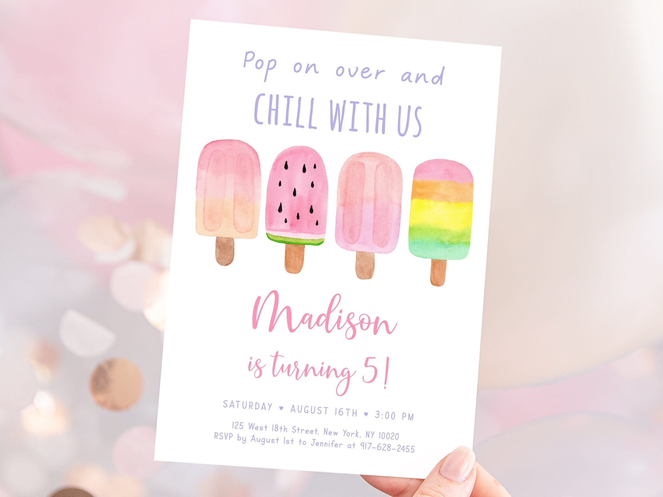 Editable Popsicle Birthday Invitation Popsicle Birthday Invite Pop on ...
