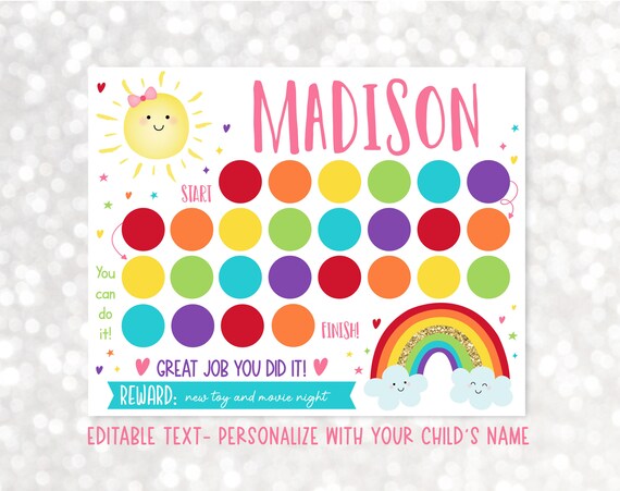 Editable Sunshine Rainbow Reward Chart, Sunshine Sticker Chart, Pink ...