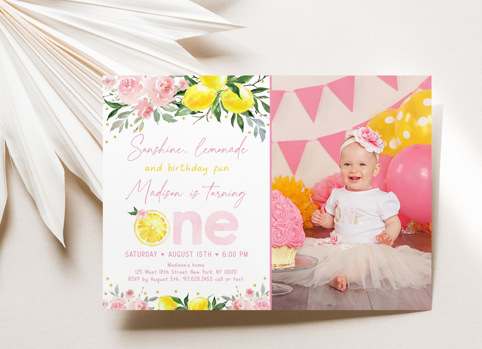 Editable Lemonade First Birthday Invitation Sunshine Lemonade - Etsy