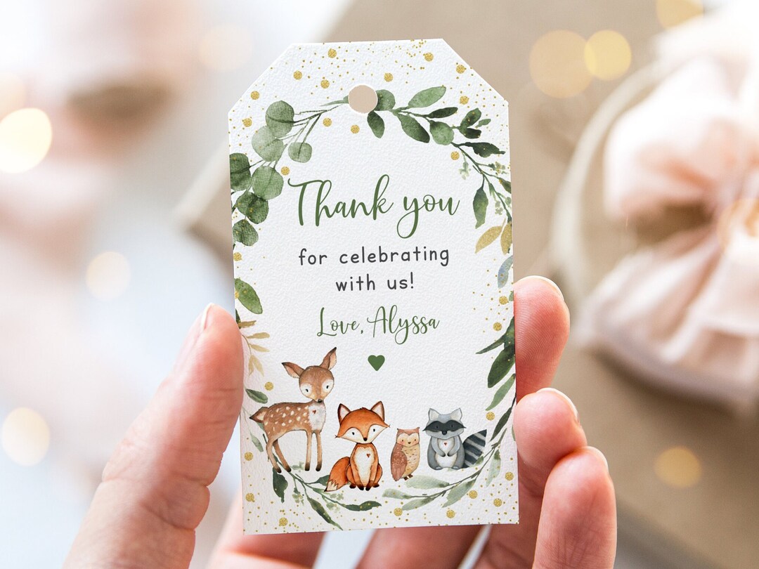Editable Woodland Favor Tags Thank You Tags Woodland Baby Shower ...