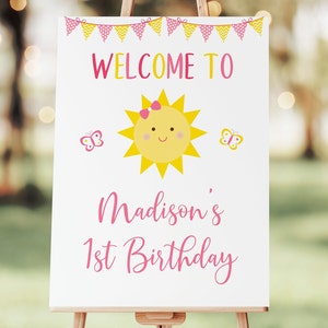 Editable Sunshine Birthday Welcome Sign Sunshine Party You Are My ...