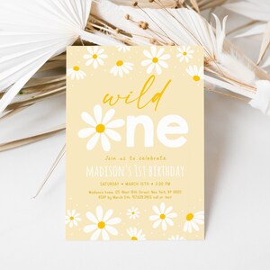 Daisy First Birthday Invitation Wild One Daisy Birthday Invite - Etsy