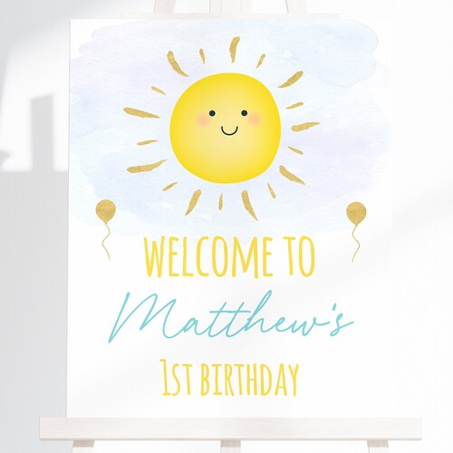 Editable Boy Sunshine Birthday Milestone Sign Sunshine Party - Etsy