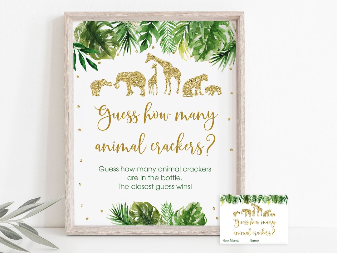 Gold Safari Guess How Many Game, Safari Baby Shower, Jungle Animal ...
