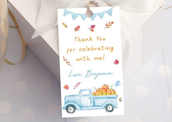 Editable Pumpkin Thank You Tags Favor Tags Pumpkin Birthday Fall ...