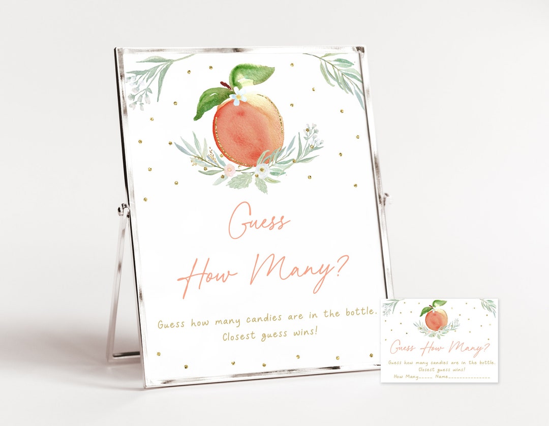 Peach Guess How Many Baby Shower Game Little Peach Baby Shower - Etsy